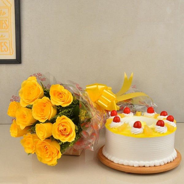 Sunshine Delight Premium | Flower And Cake Delivery - Bloomsvilla