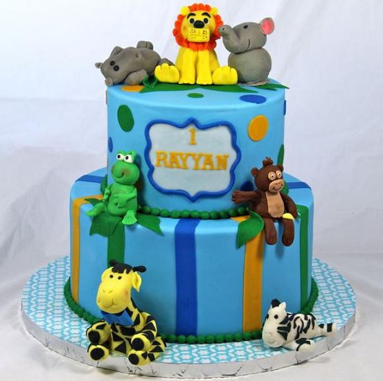 2 Layer Jungle Theme Cake– Bloomsvilla