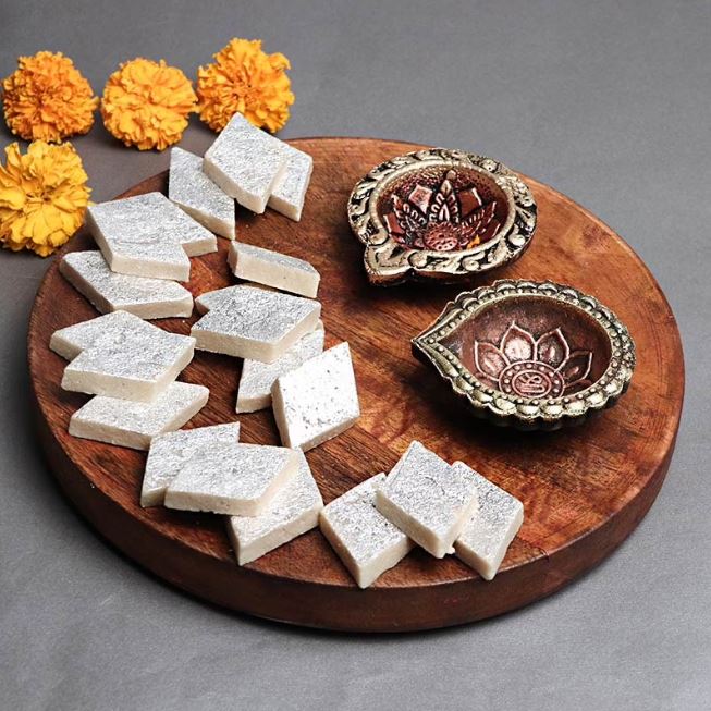 Kaju Katli And Diya Treat - Bloomsvilla