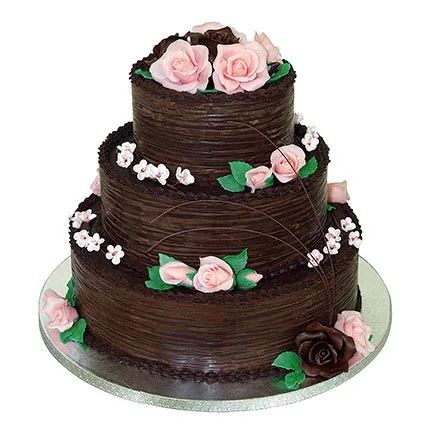 3 Tier Chocolate Flavour Cake - Bloomsvilla